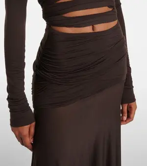 Attico Sheer Embroidered Tulle Midi Dress