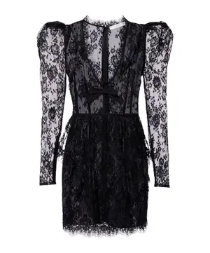 Alessandra Rich Bow-detail Lace Minidress - Black