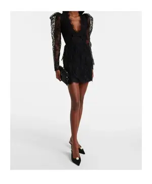 Alessandra Rich Lace Minidress With Bow Detail
