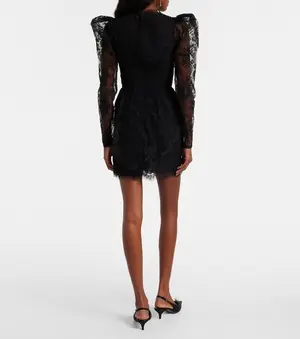 Alessandra Rich Lace Minidress With Bow Detail