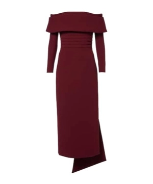 EMILIA WICKSTEAD Derika Off-shoulder Crêpe Midi Dress - Brown