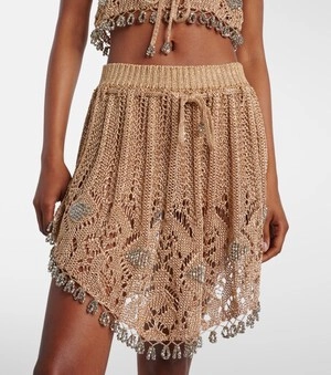 Rabanne Crochet Embellished Lamé Miniskirt