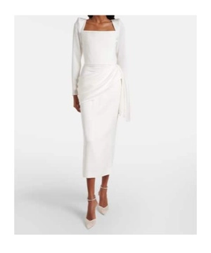 Alex Perry Bridal Draped Crepe Satin Bustier Gown