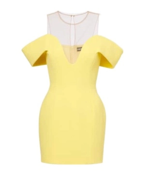 David Koma Off-shoulder Wool Crêpe Minidress - Yellow