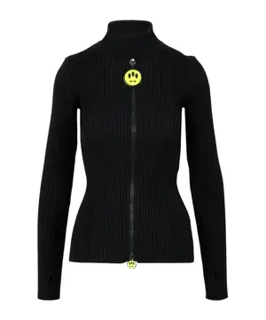 BARROW Ribbed-knit Zip-up Cardigan - Black