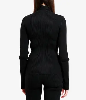 BARROW Ribbed-knit Zip-up Cardigan