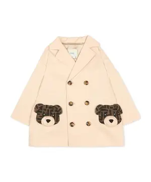 Fendi Button Appliqued Double Breasted Coat