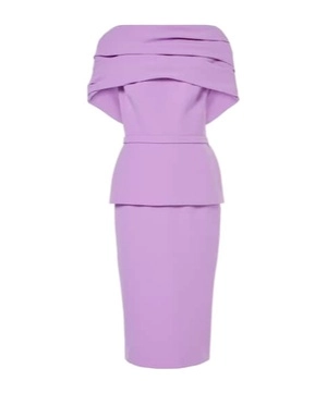 SAFIYAA LONDON Loura Draped Peplum Crêpe Midi Dress - Purple