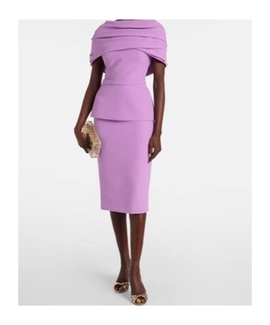 Safiyaa Loura Draped Peplum Crêpe Midi Dress