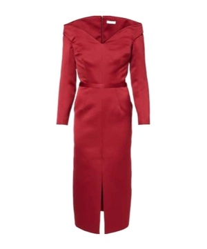 SAFIYAA LONDON Asuman Off-shoulder Midi Dress - Red