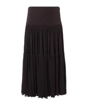 JIL SANDER Pleated Georgette Midi Skirt - Black
