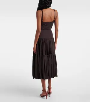 JIL SANDER Pleated Georgette Midi Skirt