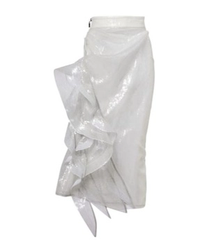 Maticevski Hymn Ruffled Sequined Midi Skirt - White