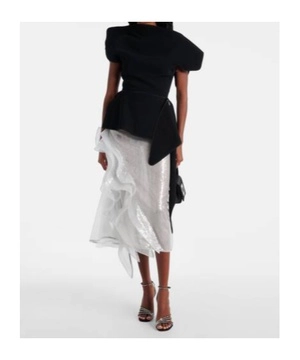 Maticevski Hymn Ruffled Sequined Midi Skirt
