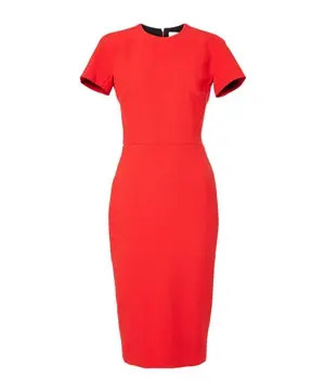Victoria Beckham Crepe Midi Dress - Bright Red