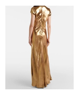 Galvan Solar Gaze Scarf-detail Satin Gown - Brown