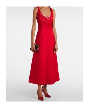 EMILIA WICKSTEAD Abella Embellished Satin Midi Dress