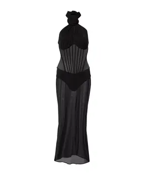 Magda Butrym Floral-applique Sheer Cocktail Dress - Black