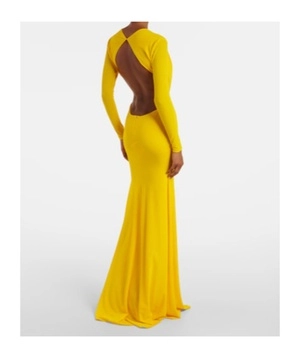 Alex Perry Ruched Open-back Crepe Jersey Gown