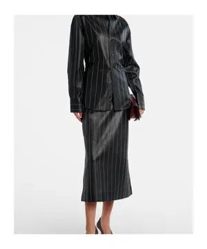 Victoria Beckham Embroidered Leather Midi Skirt