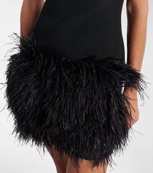 David Koma Feather-trimmed Mini Dress