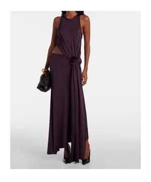 Victoria Beckham Cutout Draped Jersey Midi Dress