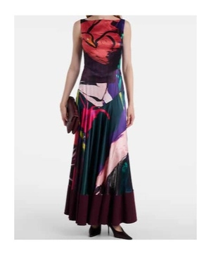 ROKSANDA Munir Printed Silk Satin Gown - Black