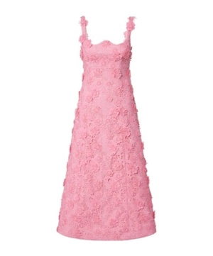 LEO Odette Floral Lace Midi Dress - Pink
