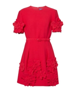 LEO Aurélie Floral-appliqué Minidress - Red
