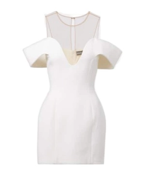 David Koma Off-shoulder Wool Minidress - White