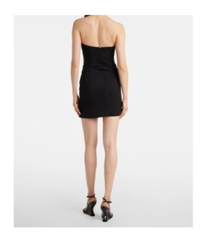 AREA Embellished Draped Jersey Bustier Dress