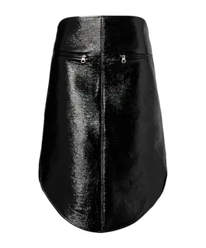 COURREGES Faux Leather Midi Skirt - Black
