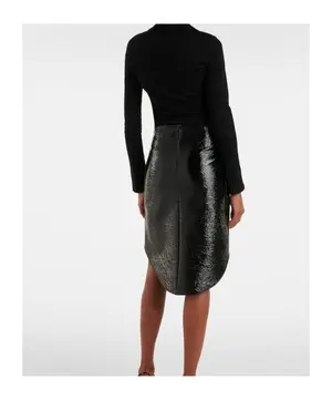 COURREGES Faux Leather Midi Skirt With Zip Pockets
