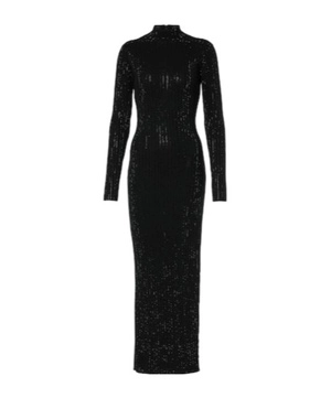 David Koma Embellished Knitted Cotton Midi Dress - Black