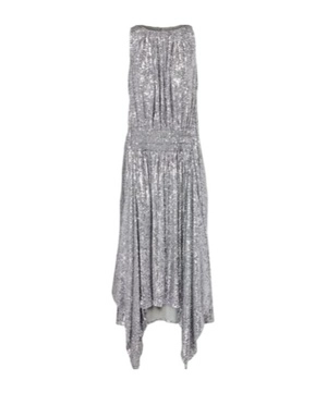 Rabanne Sequined Gathered Cocktail Dress - Gray