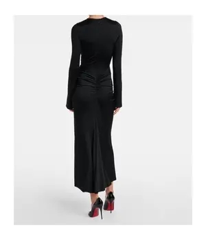 Victoria Beckham Gathered Midi Dress - Black