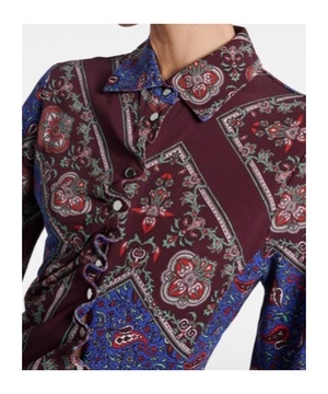 Rabanne Asymmetrical Paisley Printed Midi Shirt Dress - Brown