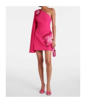 Rebecca Vallance Layana Embellished Minidress With Cape Detail
