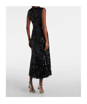 Victoria Beckham Sequined Gathered Midi Dress
