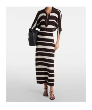 Proenza Schouler Solana Striped Wool And Silk Maxi Dress - Black