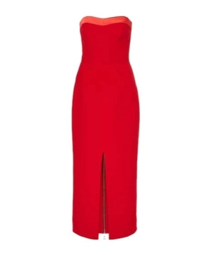 SAFIYAA LONDON Sydney Satin-trimmed Midi Dress - Red