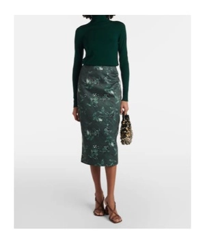 EMILIA WICKSTEAD Lorelei Floral Taffeta Faille Pencil Skirt