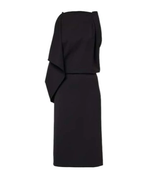 Proenza Schouler Elena Draped Wool-blend Midi Dress - Black