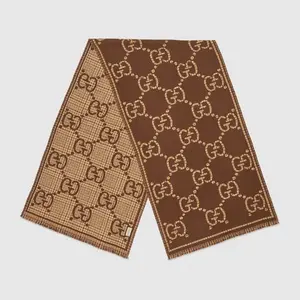 Gucci Gg Jacquard Fringed Edge Scarf