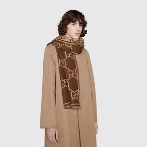 Gucci Gg Jacquard Fringed Edge Scarf