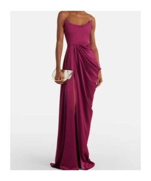 Alex Perry Draped Satin Crêpe Bustier Gown