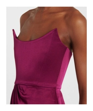 Alex Perry Draped Satin Crêpe Bustier Gown