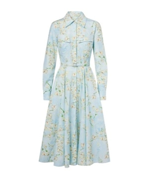 EMILIA WICKSTEAD Floral Cotton Poplin Shirt Dress - White
