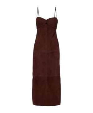 Johanna Ortiz Suede Midi Dress - Brown