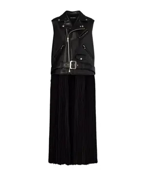 Junya Watanabe Pleated Detail Zip-up Dress - Black